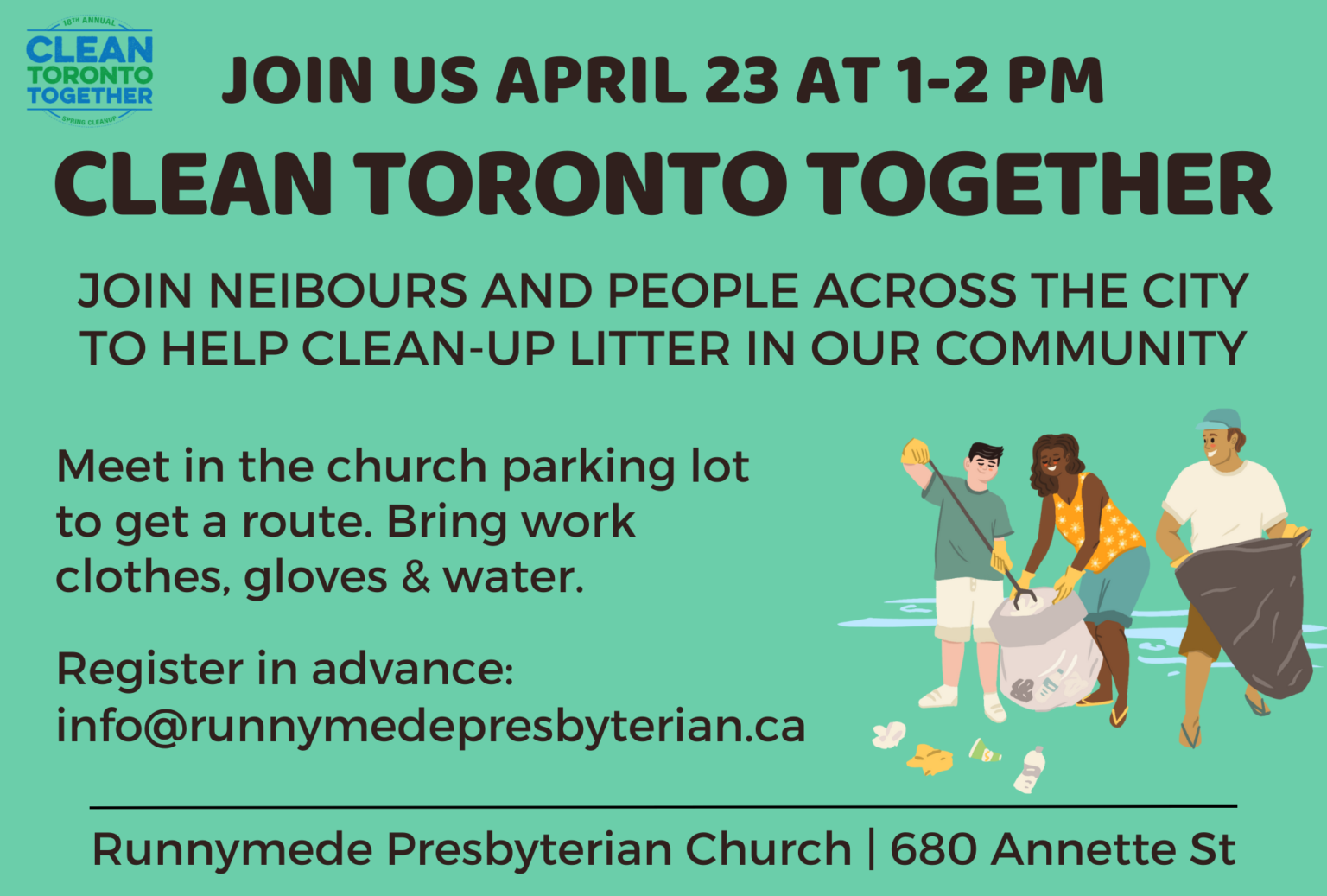 Community Clean Up – April 23, 2023 – Runnymede Presbyterian