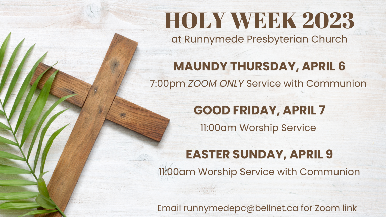 Holy Week Services 2023 – Runnymede Presbyterian