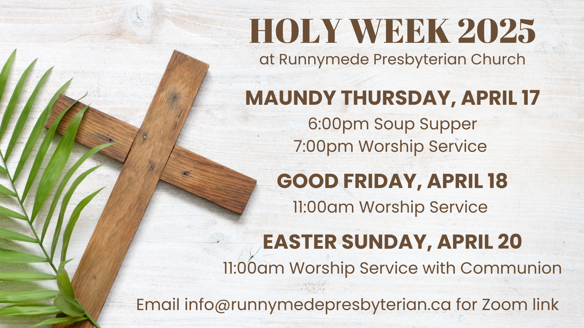 Holy Week Services 2025 – Runnymede Presbyterian